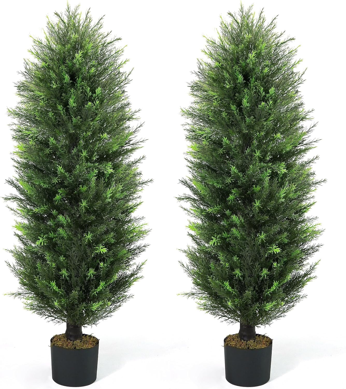 CAPHAUS 4 FT, 48 Inch Artificial Cedar Tree Set of 2, Natural Faux for ...