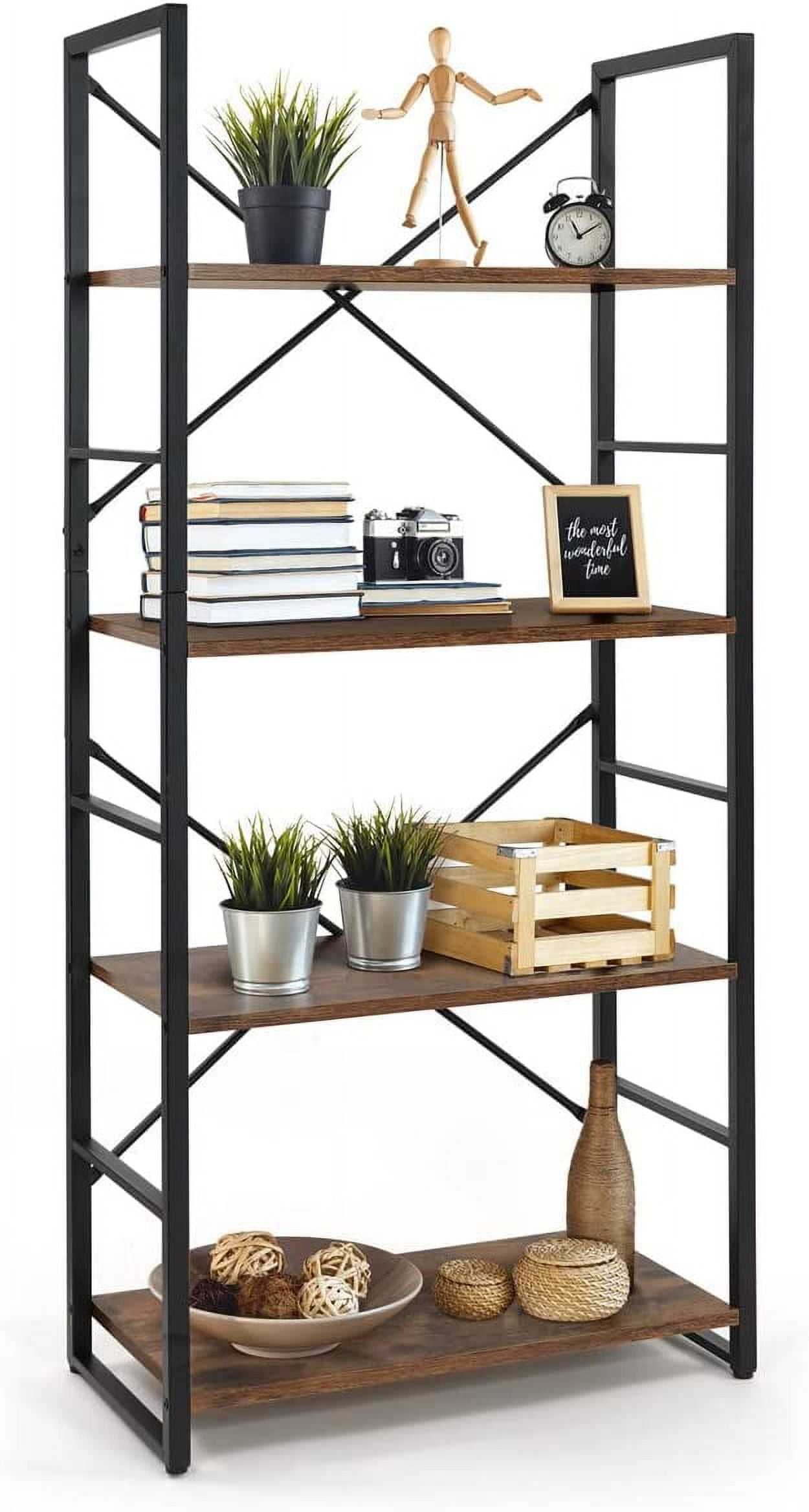 CAPHAUS 4 Tier Bookshelf, 24 Inch Width Free Standing Shelf, Bookcase ...