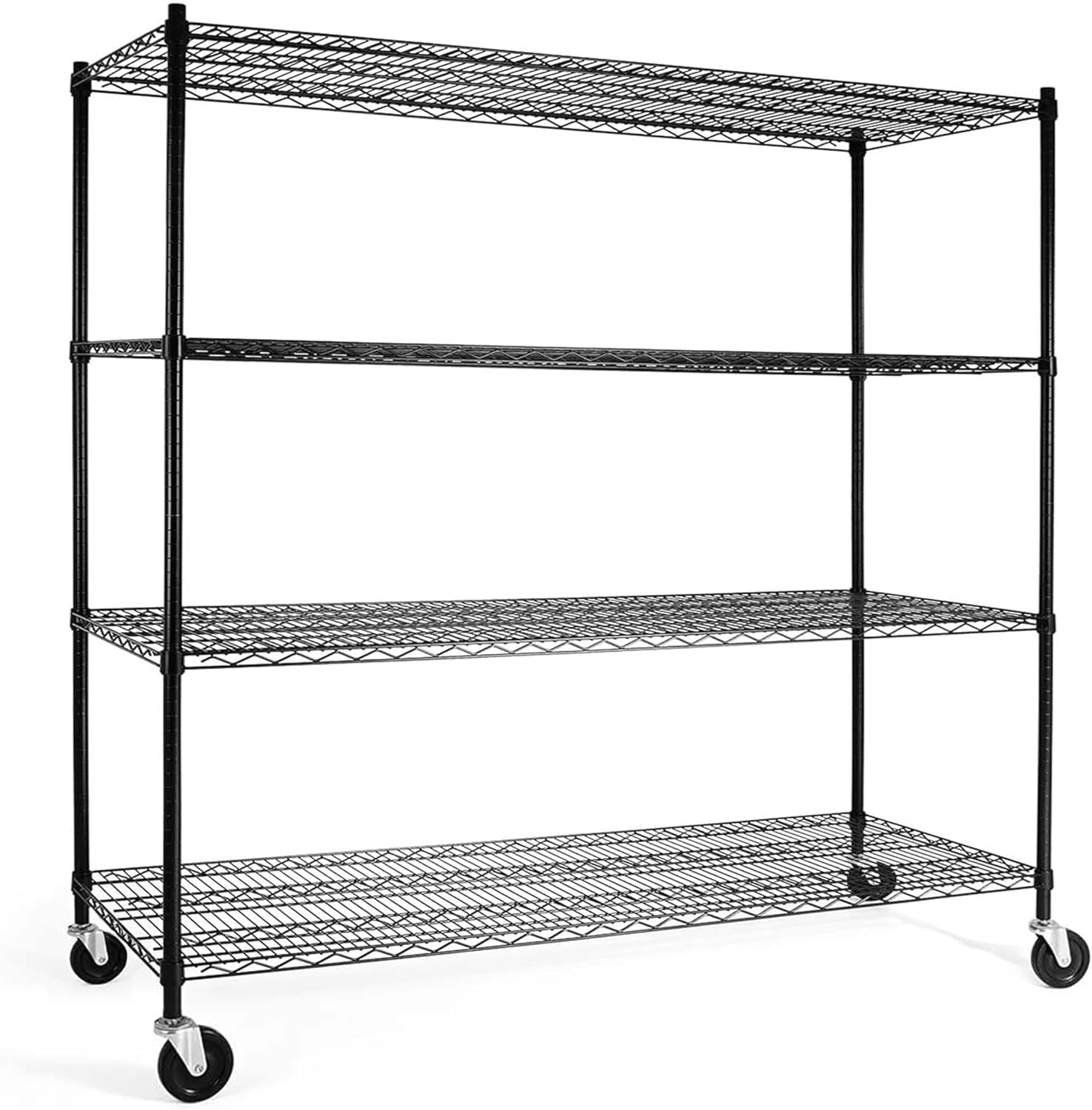 CAPHAUS 4-Tier Commercial Grade Heavy Duty Adjustable Height Wire Shelving w/Wheels & Leveling ...