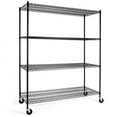 CAPHAUS 4-Tier Commercial Grade Heavy Duty Adjustable Height Wire Shelving w/ Wheels & Leveling ...
