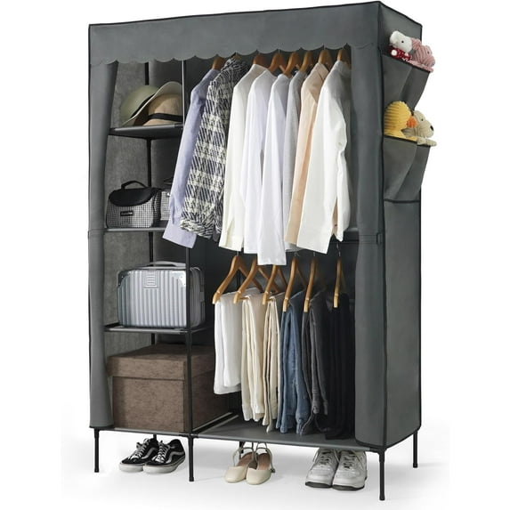 CAPHAUS 44-Inch Clothing Rack with Cover, Portable Closet Wardrobe ...
