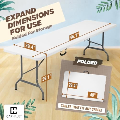 CAPHAUS 47.2 in Folding Table, Utility Craft Table w/Carrying Handle ...