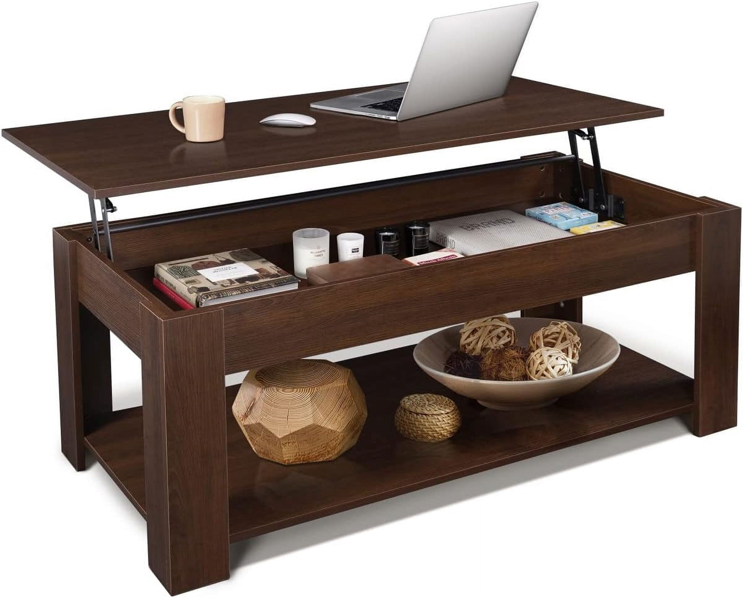CAPHAUS 47'' Espresso Lift Top Coffee Table with Storage, Table Design ...