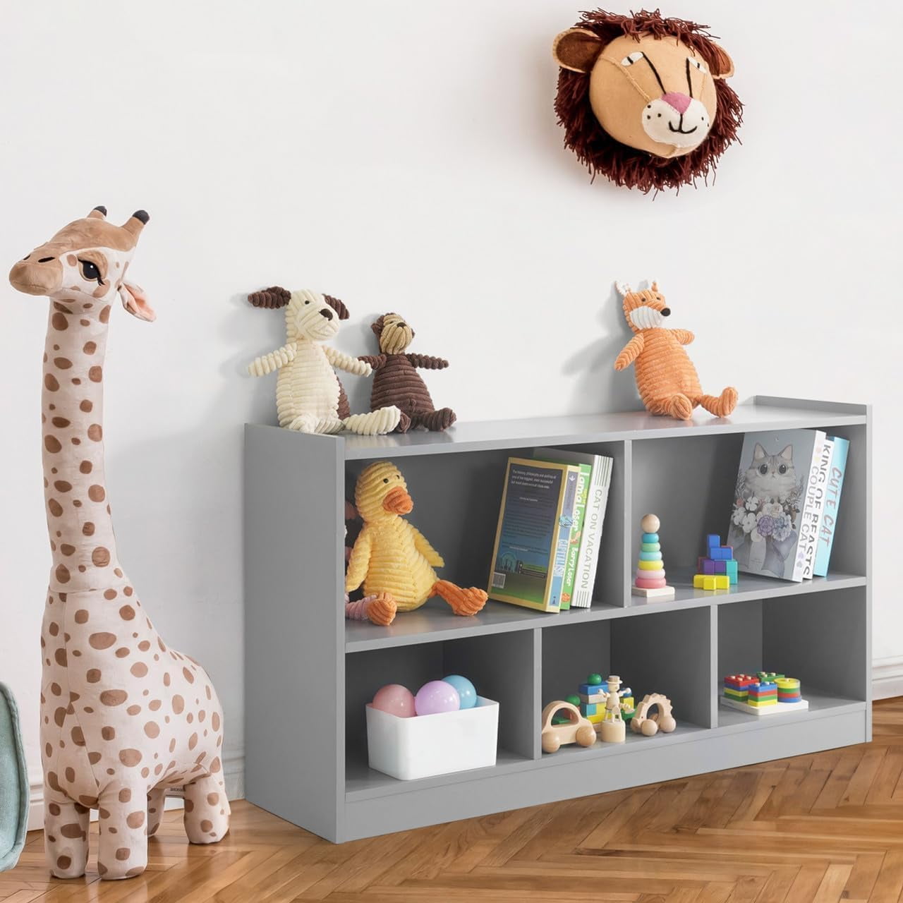 CAPHAUS 5 Cube Open Bookcase, Freestanding Bookshelf Organizer w ...