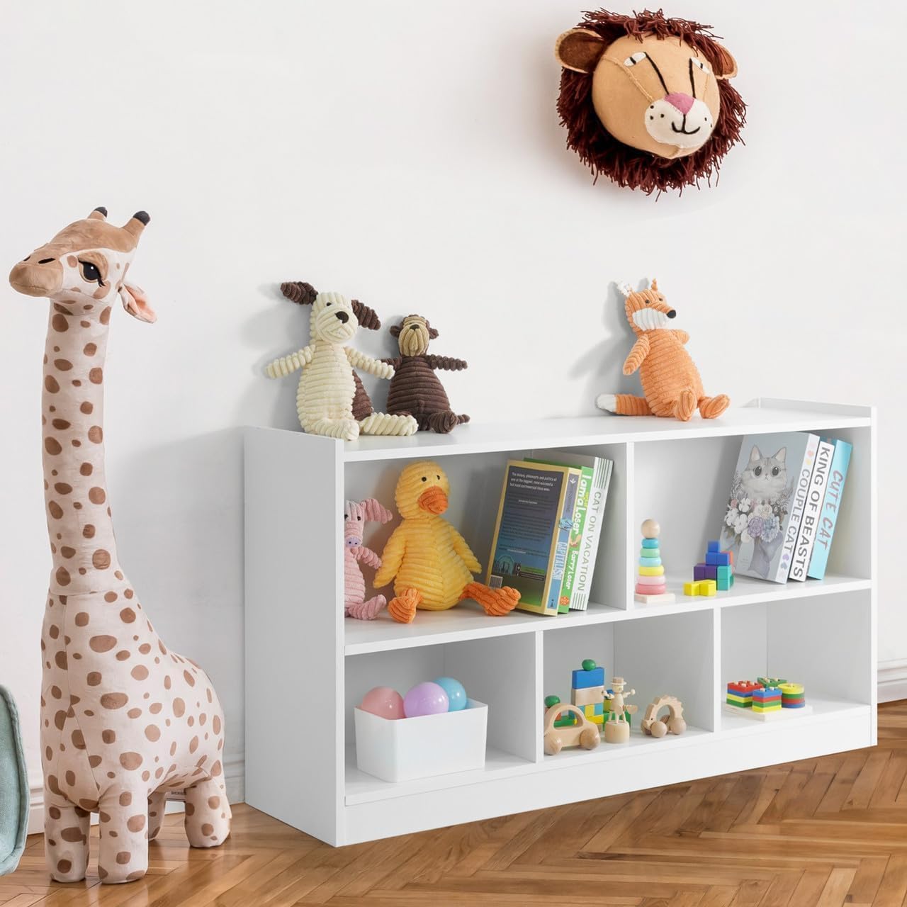 CAPHAUS 5 Cube Open Bookcase, Freestanding Bookshelf Organizer w ...