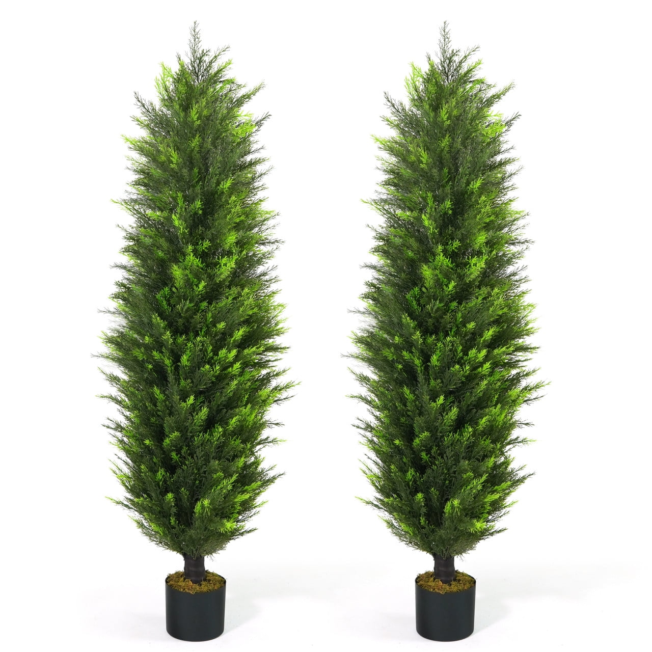 CAPHAUS 5 FT, 60 Inch Artificial Cedar Tree set of 2, Natural Faux ...