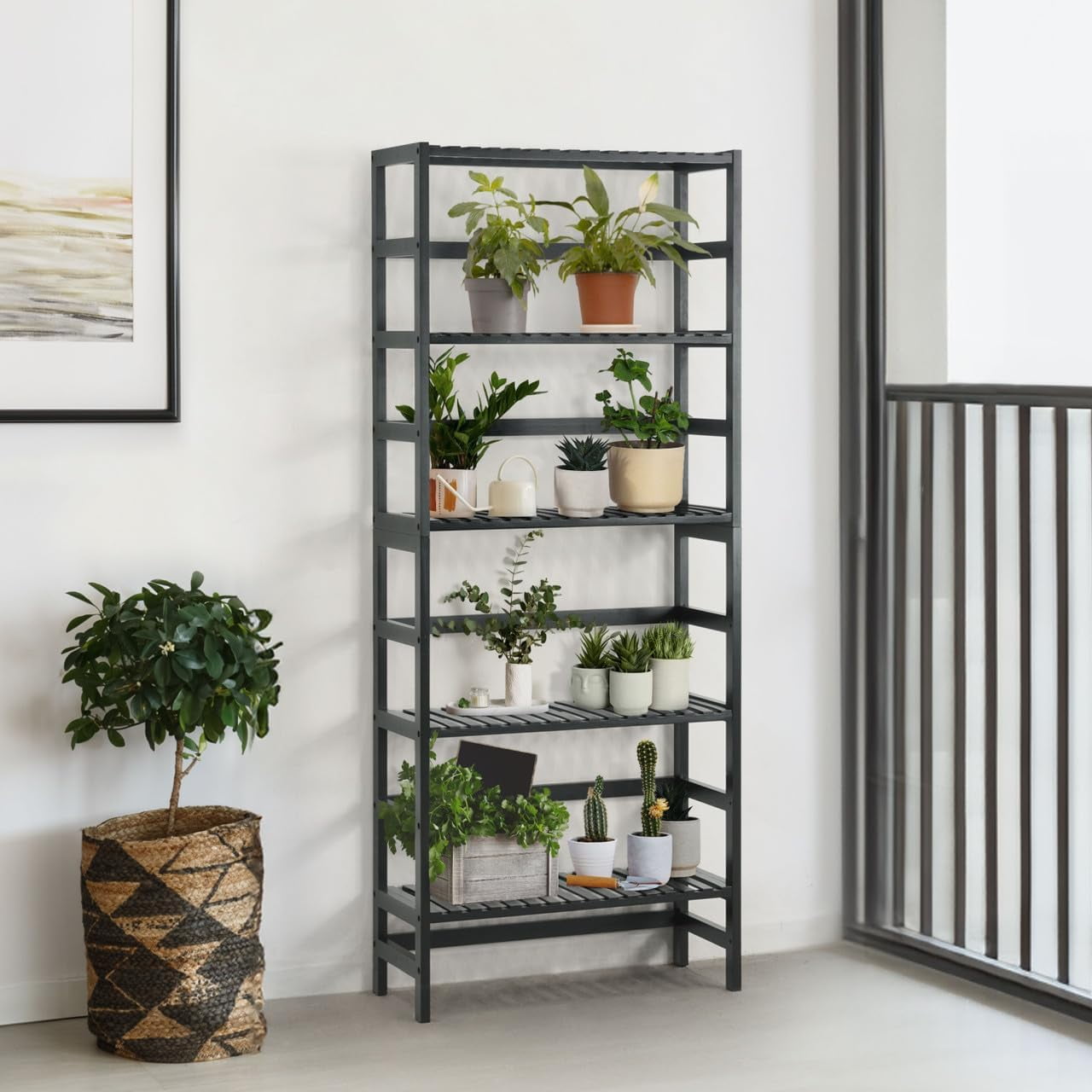 CAPHAUS 5-Tier Bamboo Shelf, Bamboo Open Storage Bookcase with ...