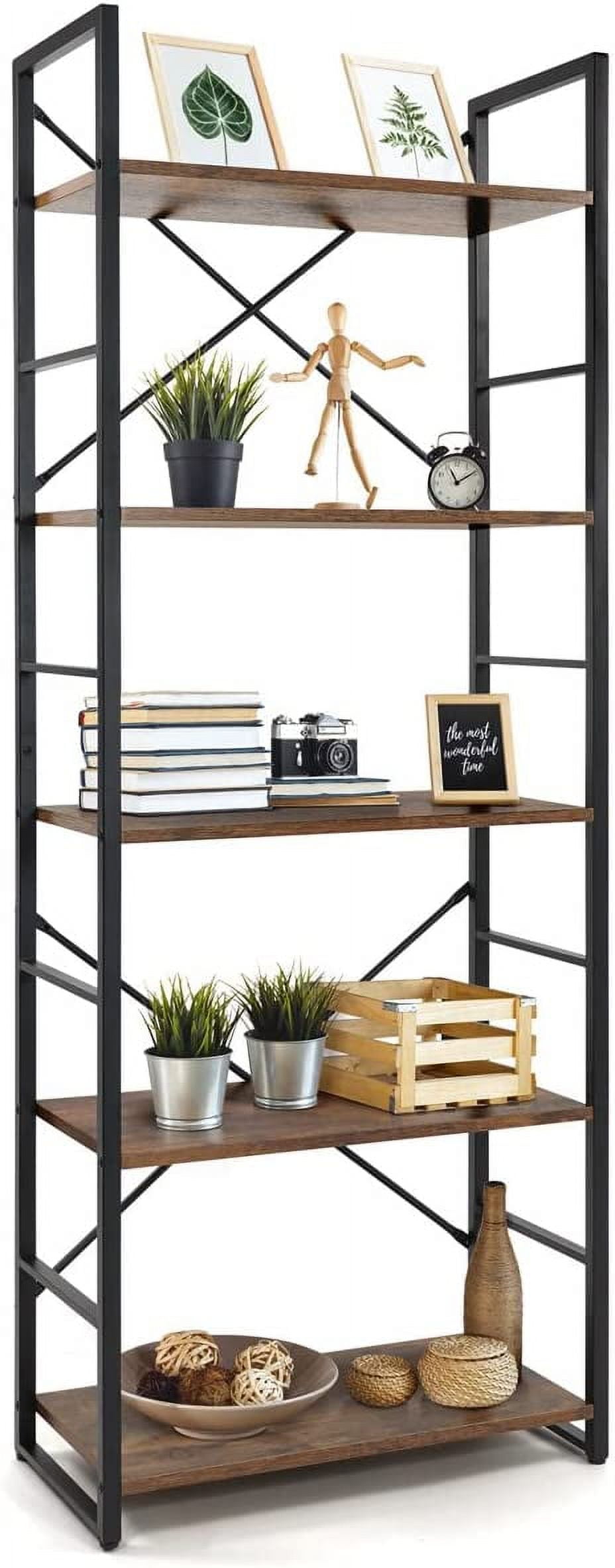 CAPHAUS 5 Tier Bookshelf, 24 Inch Width Free Standing Shelf, Bookcase ...