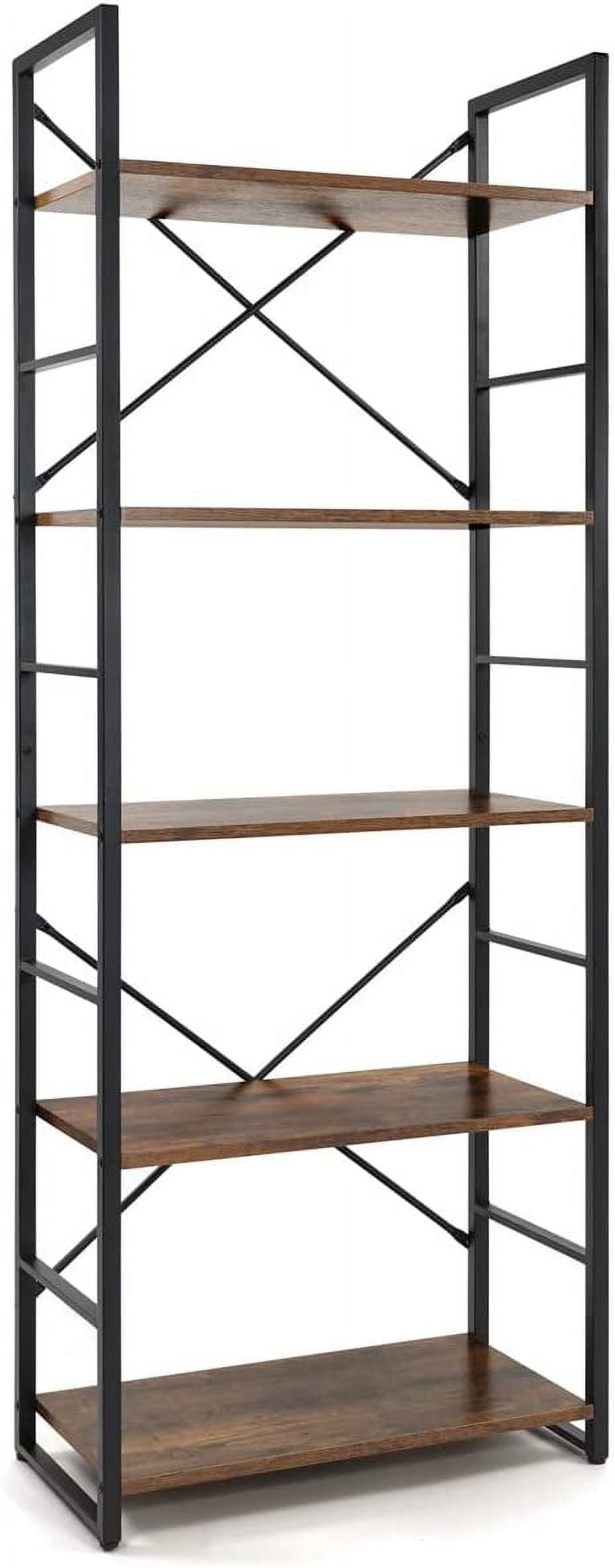 CAPHAUS 5 Tier Bookshelf, 24 Inch Width Free Standing Shelf, Industrial ...