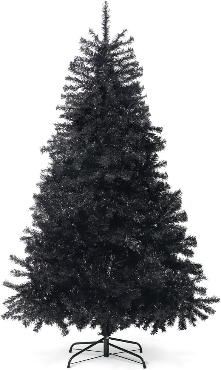 CAPHAUS 6 Feet Premium Full Artificial Black Christmas Tree With 1000 ...