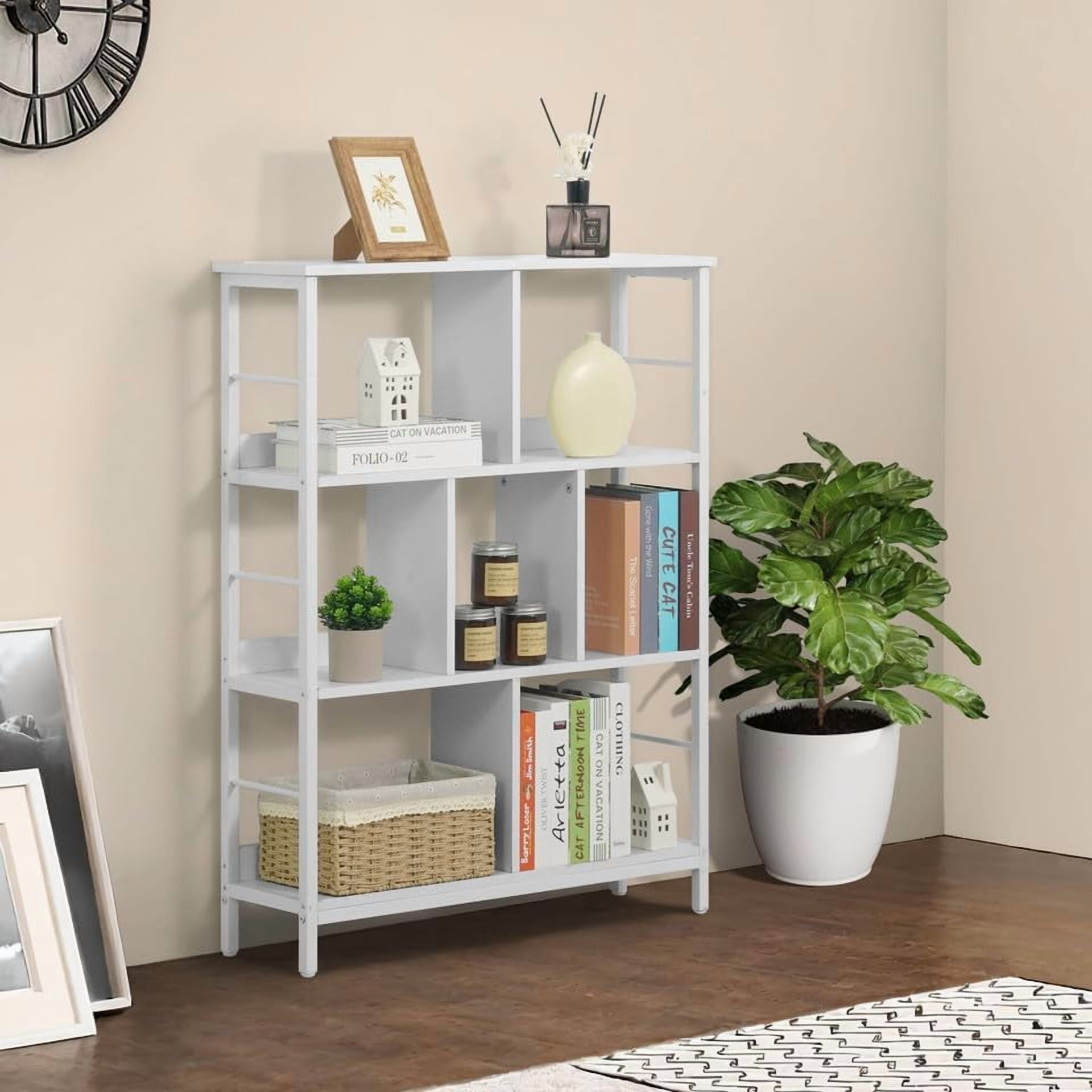 CAPHAUS 7 Cube Storage Organizer, 32” Wide 3 Tier White Open Shelf ...