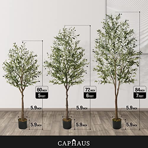 CAPHAUS 7 Feet, 84 Inch, Artificial Olive Tree, Faux Plant in Pot, Faux ...
