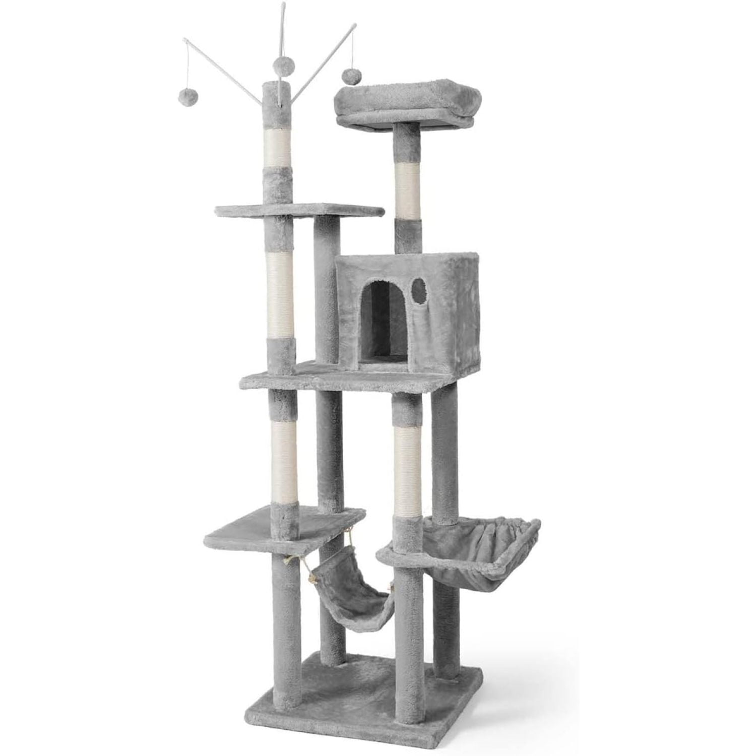 CAPHAUS 70-Inch Activity Tree with Hammock, Multi-Level Modern Cat ...