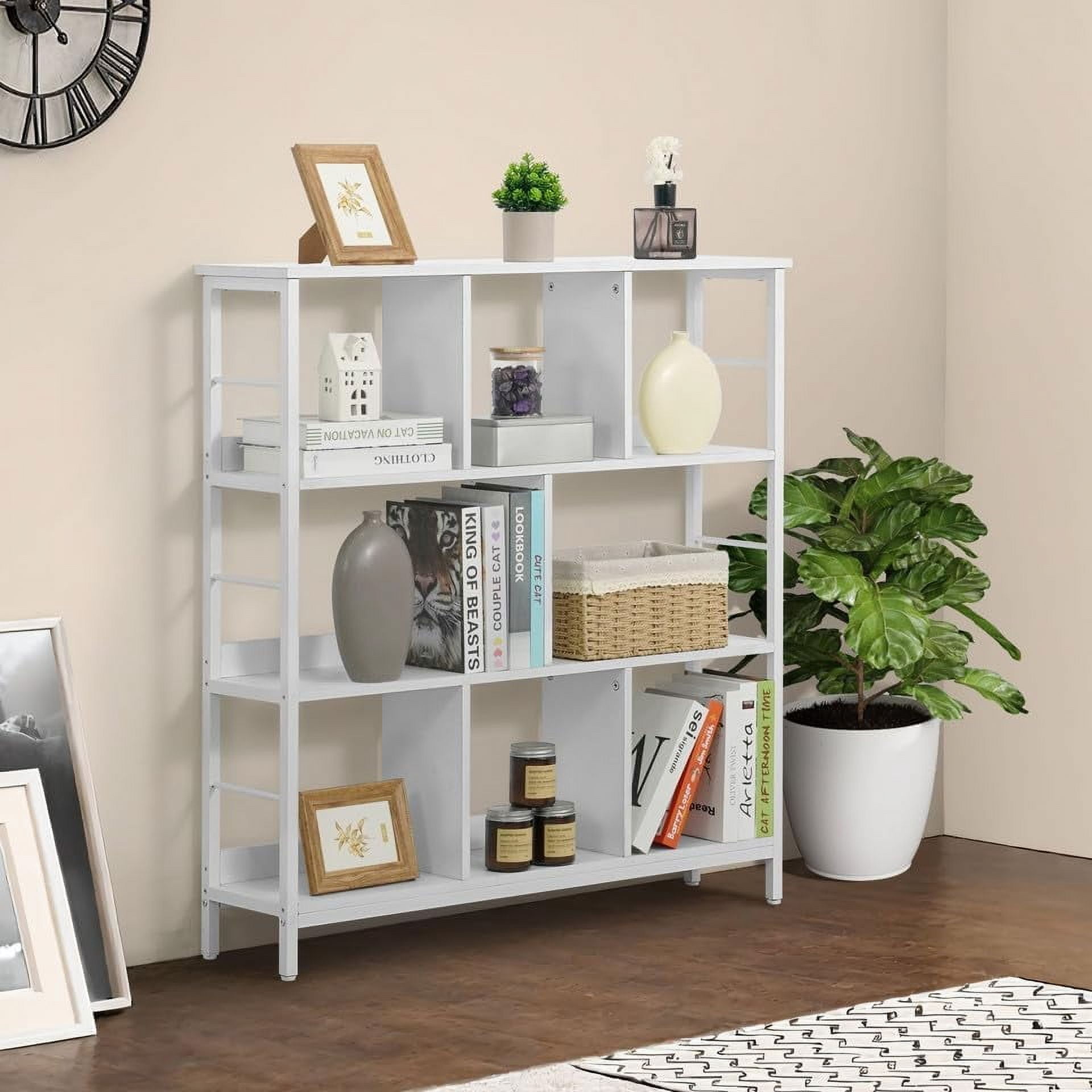 CAPHAUS 8 Cube Storage Organizer, 40” Wide 3 Tier White Industrial Open ...