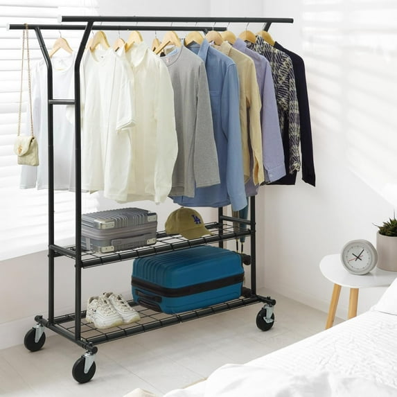 CAPHAUS 840LBS Capacity Heavy Duty Clothes Rack with Double Rods ...