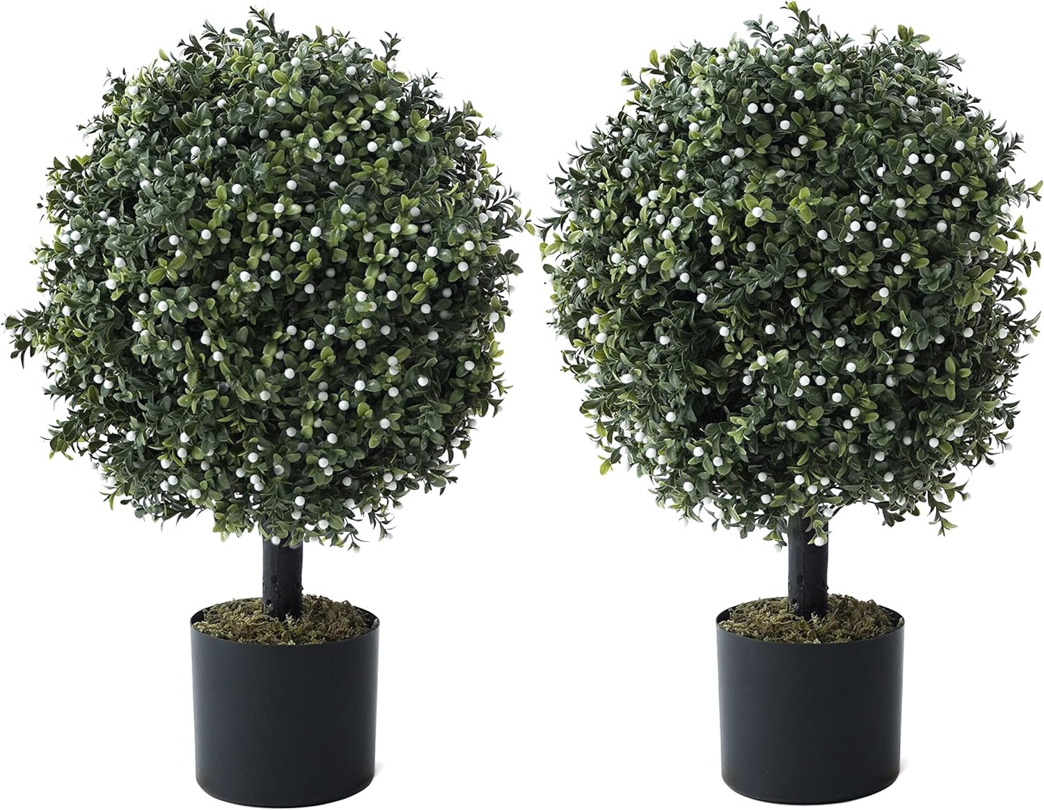 CAPHAUS Artificial Boxwood Topiary Ball Tree Set of 2, Artificial UV ...