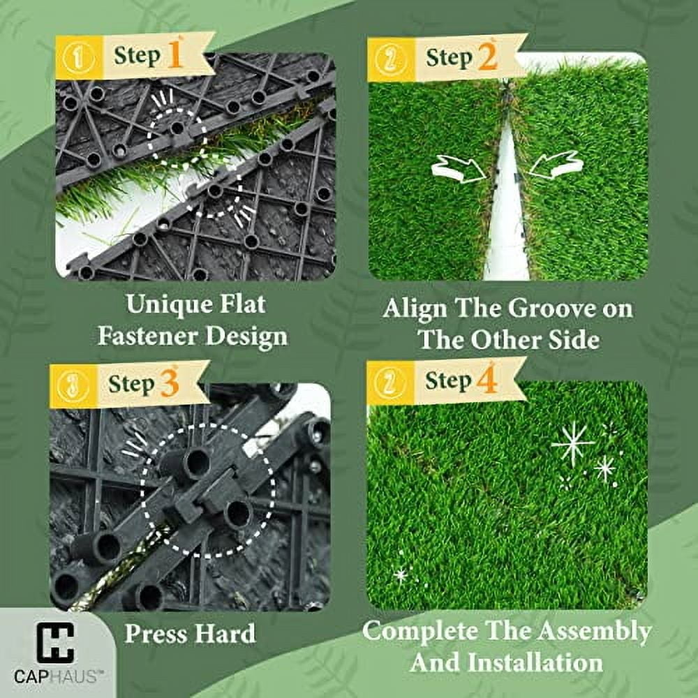 CAPHAUS Artificial Grass Turf Tiles for Patio, Self-Draining ...