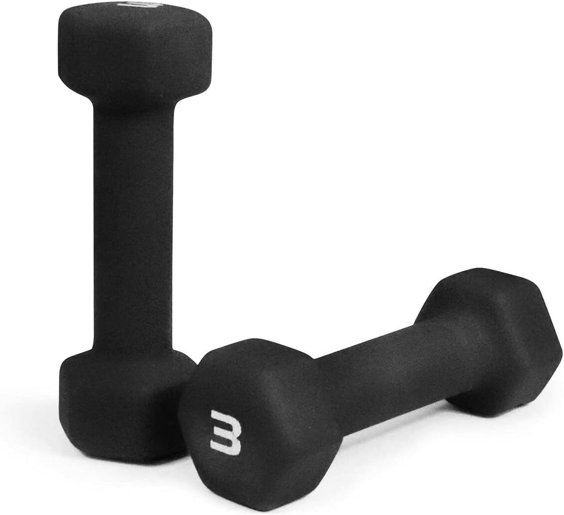 CAPHAUS Black Neoprene Coated Hex Dumbbells, Set of 2 for Home Gym ...