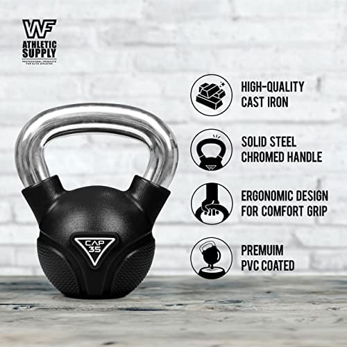 CAPHAUS Color PVC Coated Kettlebell with Chrome Handle, Kettlebell Sets ...