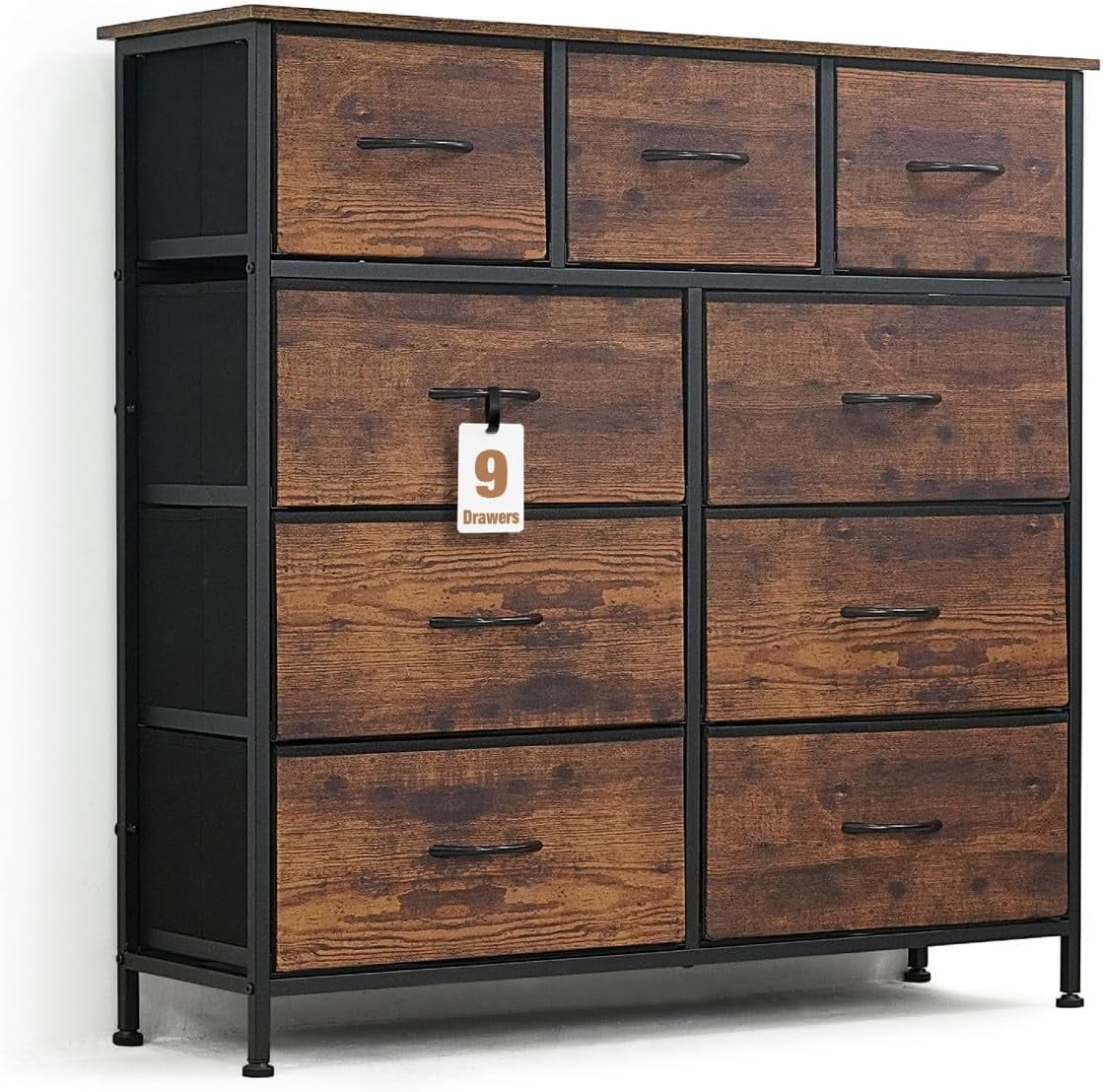 CAPHAUS Drawer Storage Tower w/ 9 Fabric Bins, Office Drawer, Sorting ...