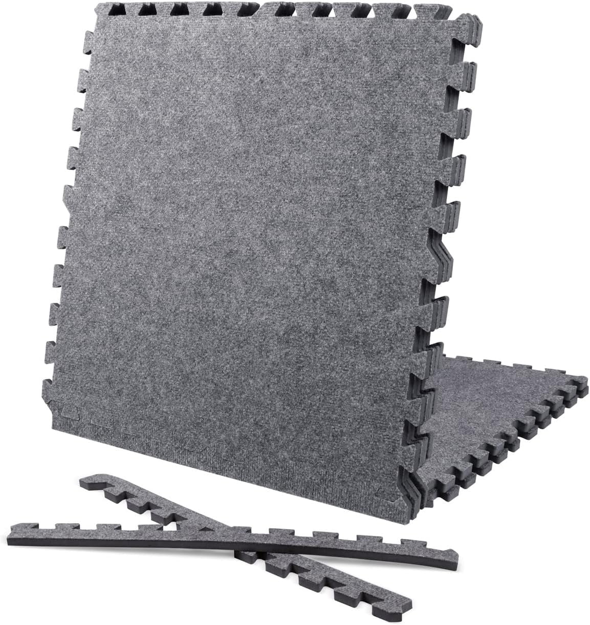CAPHAUS EVA Foam Floor Tiles with Black Top, 24 Inch x 24 Inch ...
