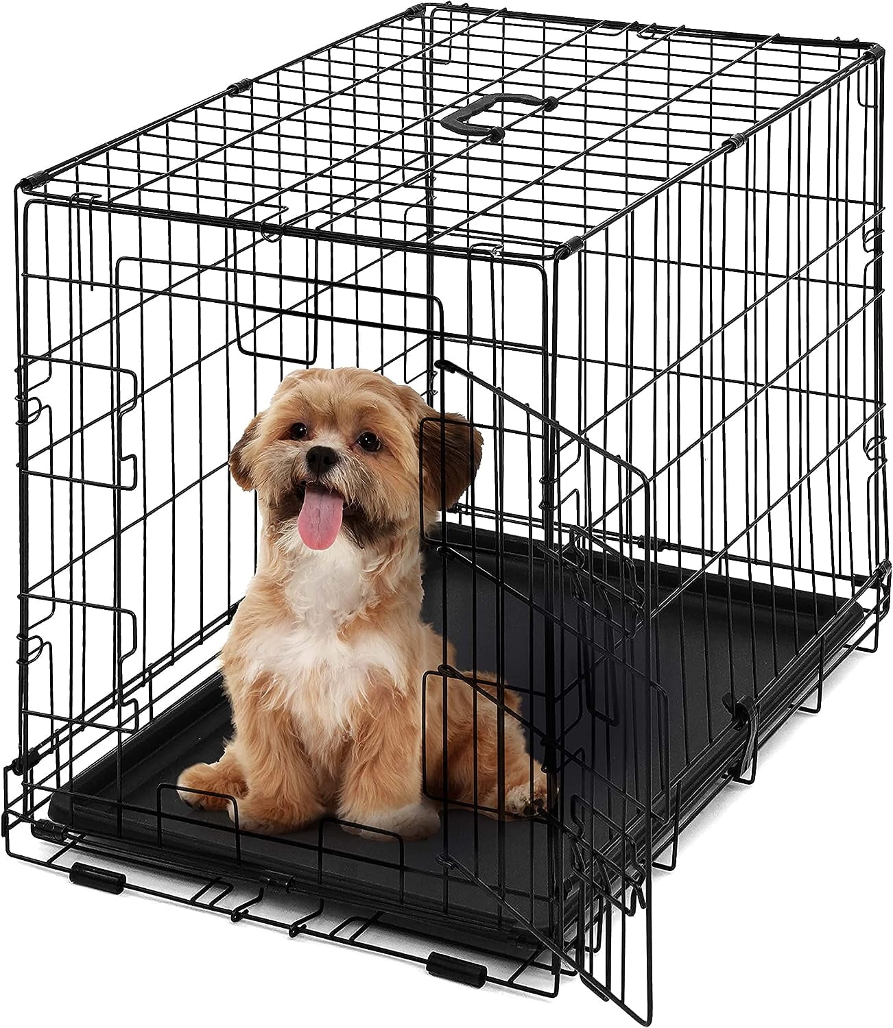 CAPHAUS Foldable Dog Crate Wire Metal Dog Kennel w/ Leak-Proof Pan ...
