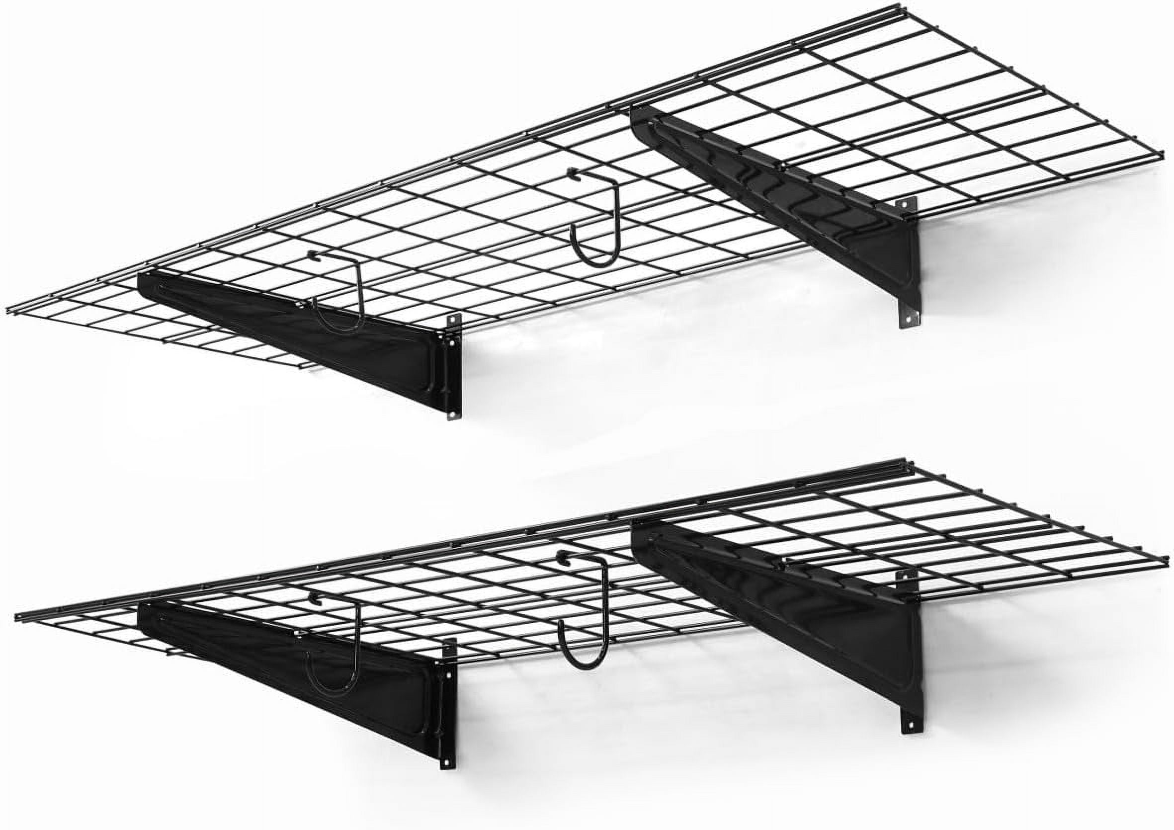 CAPHAUS Garage Wall Shelving, 48 in. W x 18 in. D Wall Mounted Garage Shelves w/ 2 Bike Hooks ...