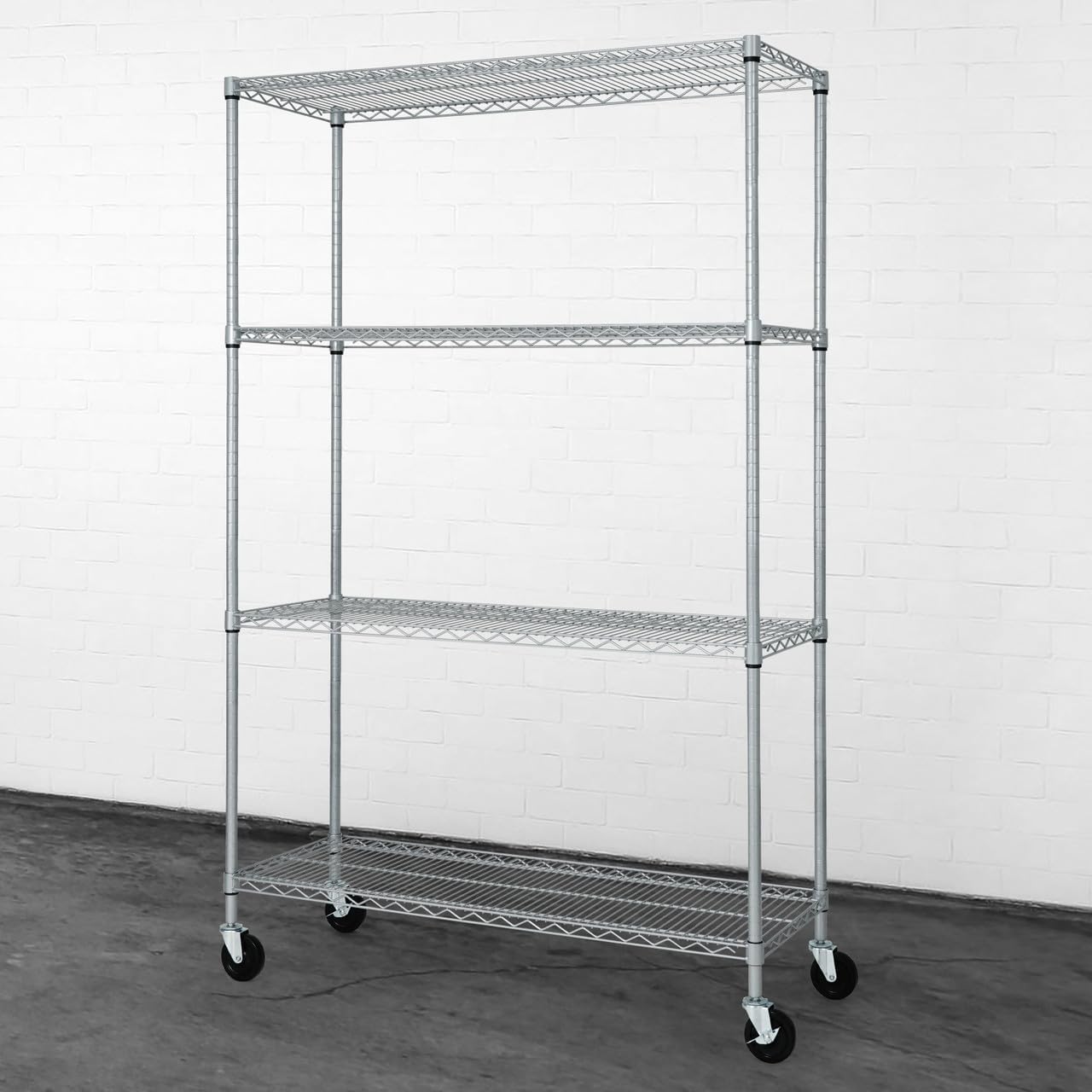 CAPHAUS Heavy Duty NSF Adjustable Shelves Wire Shelving w/Wheels & Feet, Kitchen Storage Metal ...