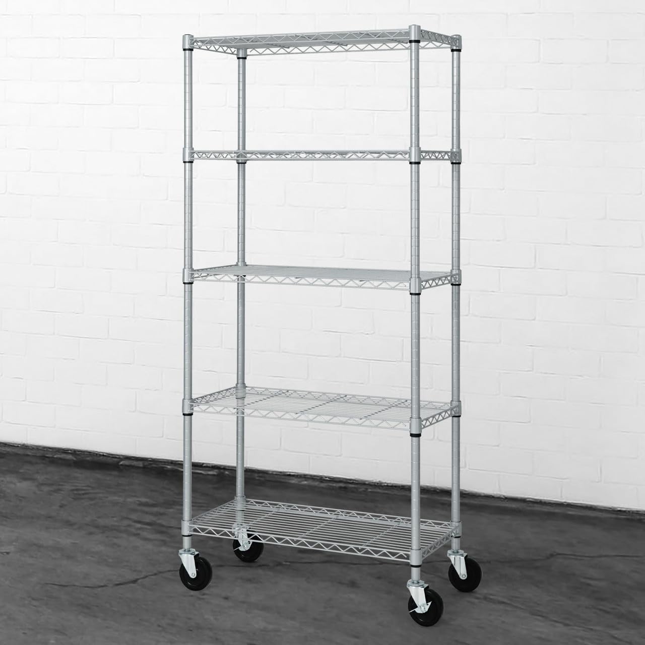 CAPHAUS Heavy Duty NSF Commercial Adjustable Shelves Wire Shelving w/Wheels & Feet, Kitchen ...