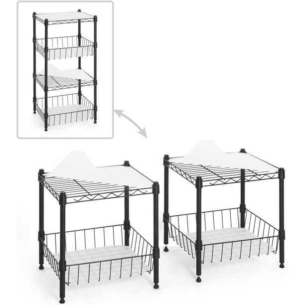 CAPHAUS NSF Adjustable 2 to 4 Tier Stackable Wire Shelving Unit w ...