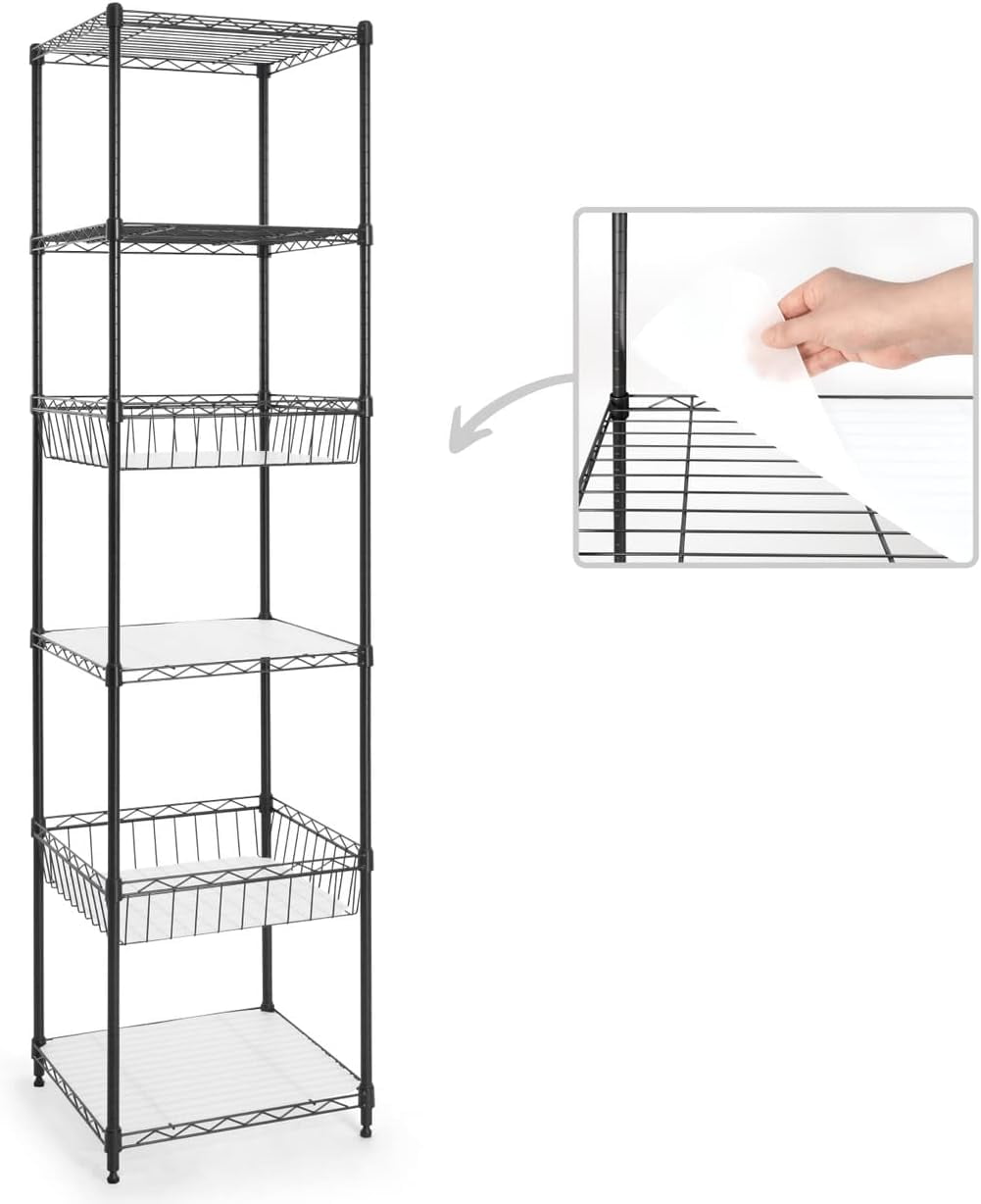 CAPHAUS NSF Adjustable Height 6 Tier Wire Shelving Unit w/ Basket ...
