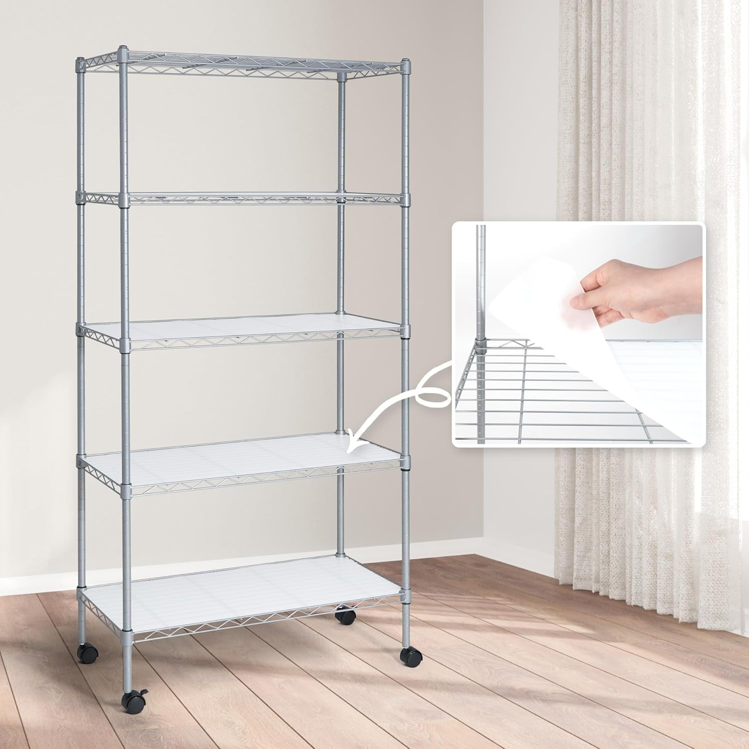 CAPHAUS NSF Adjustable Shelves Metal Wire Shelving Unit w/Liners ...