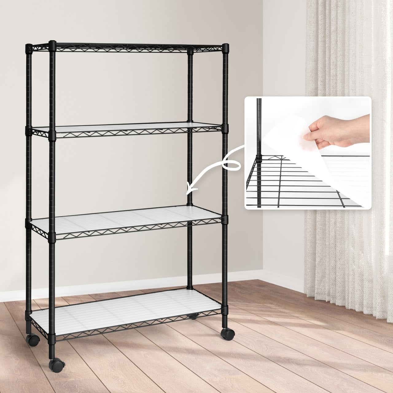 CAPHAUS NSF Adjustable Shelves Metal Wire Shelving Unit w/Liners ...