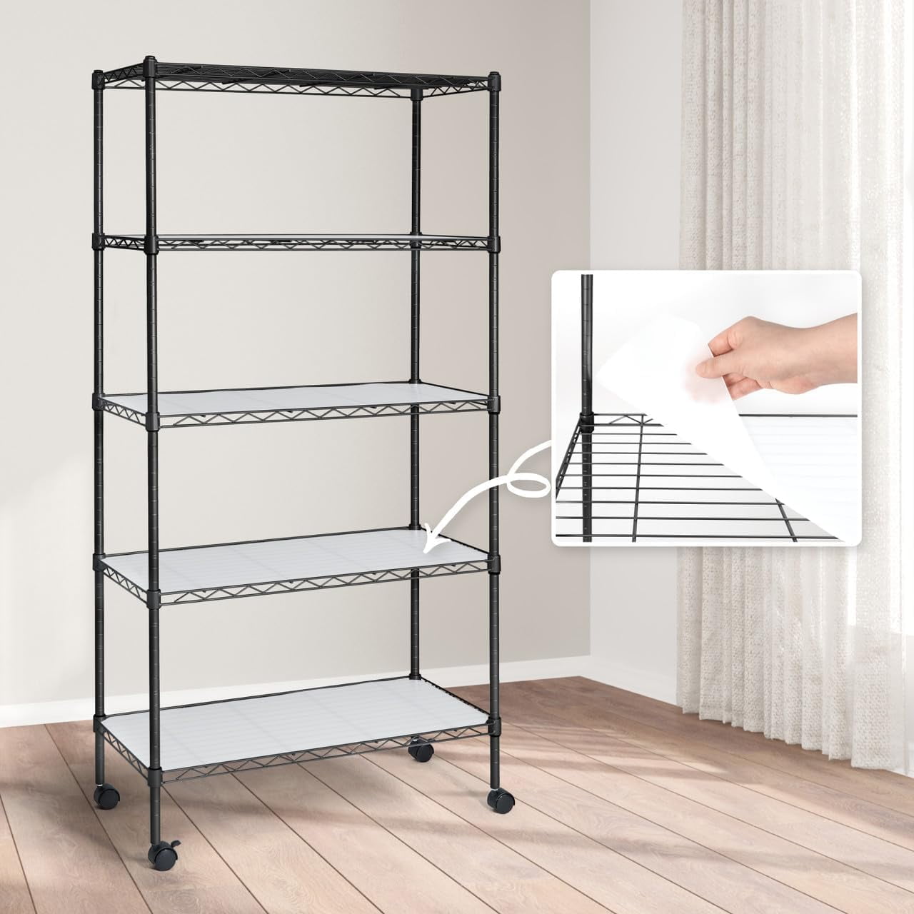 CAPHAUS NSF Adjustable Shelves Metal Wire Shelving Unit w/Liners ...