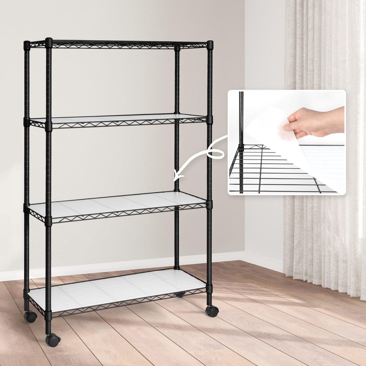 CAPHAUS NSF Adjustable Shelves Metal Wire Shelving Unit w/ Liners ...