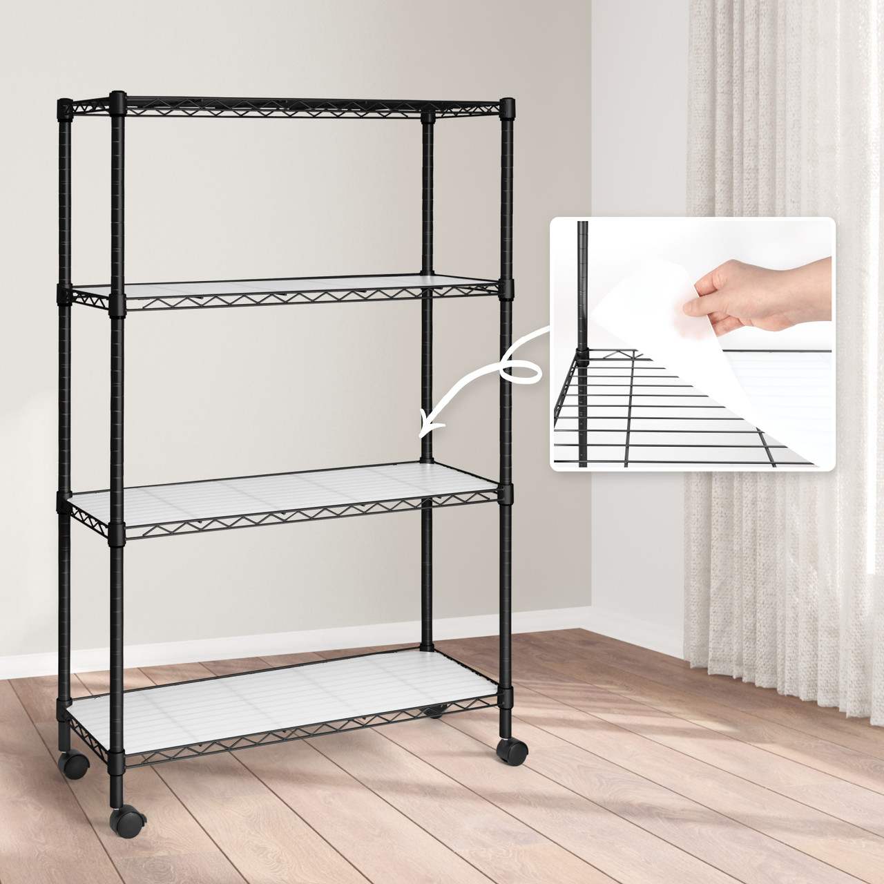 CAPHAUS NSF Adjustable Shelves Metal Wire Shelving Unit w/ Liners ...
