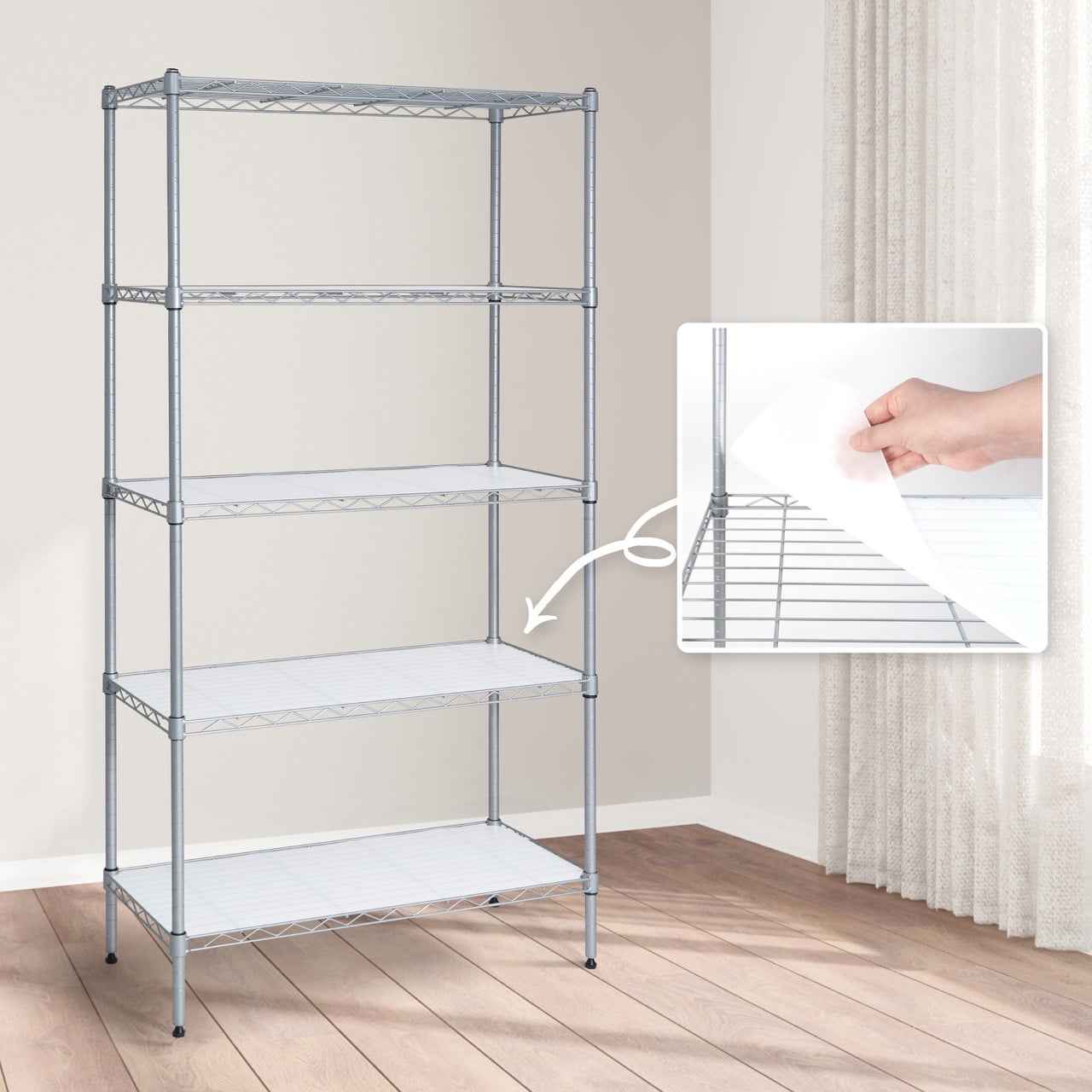 CAPHAUS NSF Adjustable Shelves Metal Wire Shelving Unit w/ Liners ...