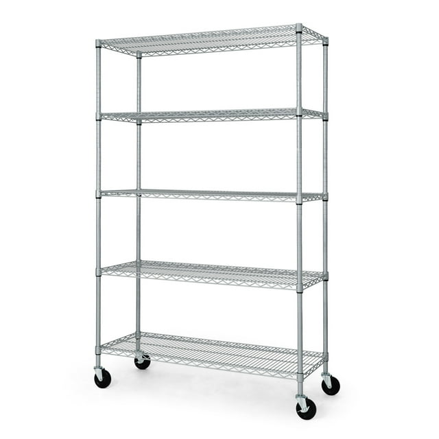 CAPHAUS NSF Heavy Duty Commercial Adjustable Wire Shelving w/ Wheels ...