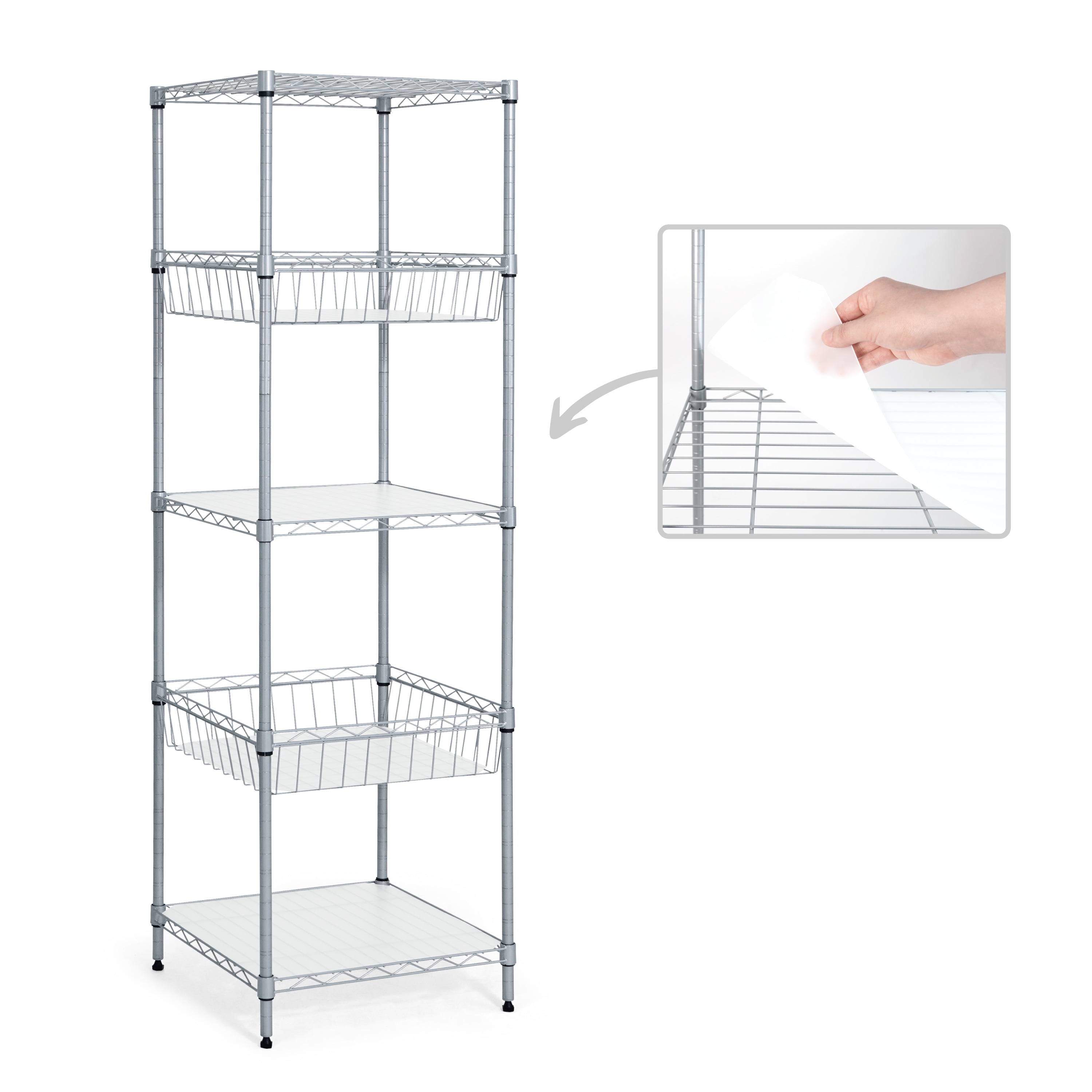 CAPHAUS NSF Wire Shelving Unit w/ Baskets & Liner, Storage Rack Corner ...