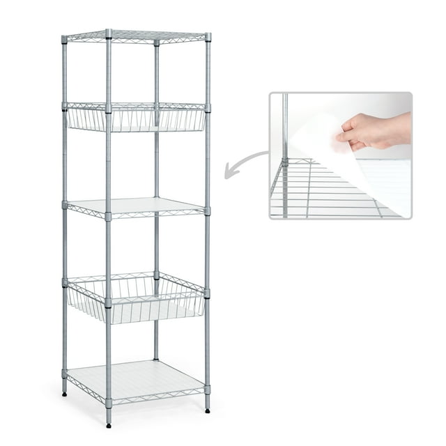 CAPHAUS NSF Wire Shelving Unit w/ Baskets & Liner, Storage Rack Corner ...