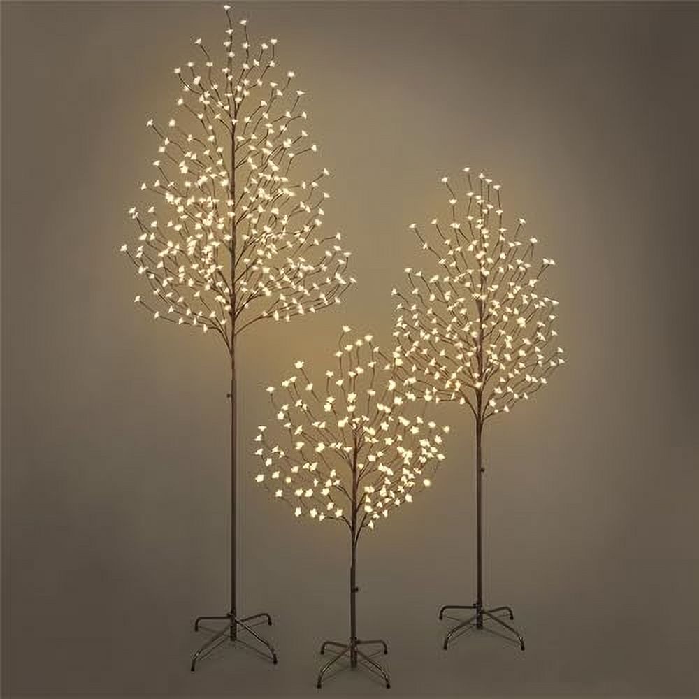 CAPHAUS Pre-lit Artificial Cherry Blossom Tree Set w/Bendable Branches ...