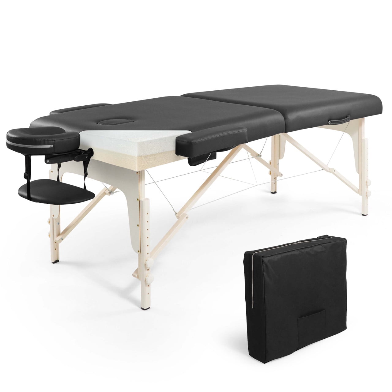 CAPHAUS 84 Inch Foldable Memory Foam Massage Table with Adjustable ...