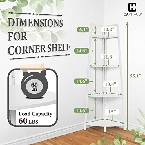 CAPHAUS Tall Corner Shelf Stand, 4-Tier Display Shelves, Ladder Corner ...