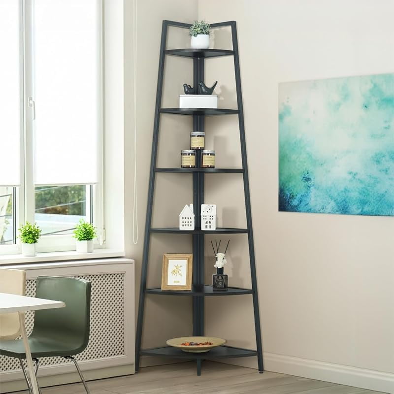 CAPHAUS Tall Corner Shelf Stand, 4-Tier Display Shelves, Ladder Corner ...