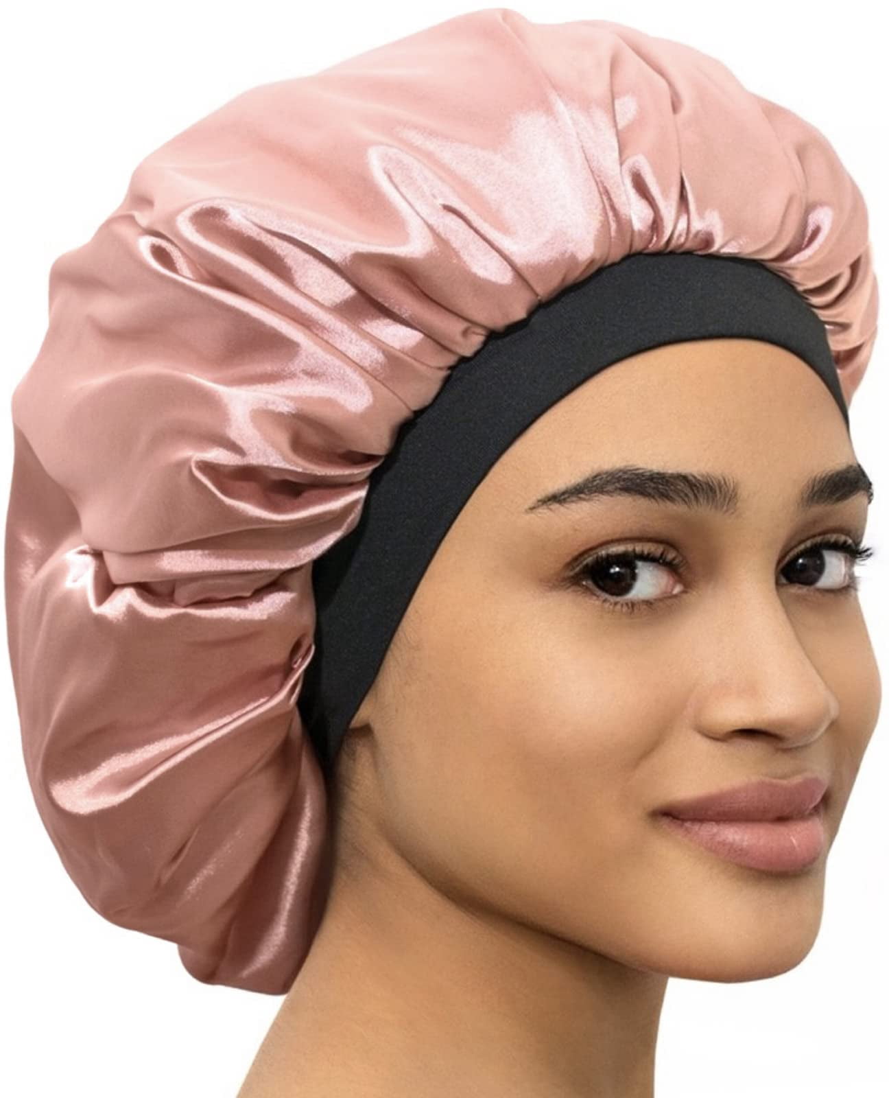 CAPLORD Satin Bonnet Adjustable Sleeping Silk Bonnet Black Women Men ...