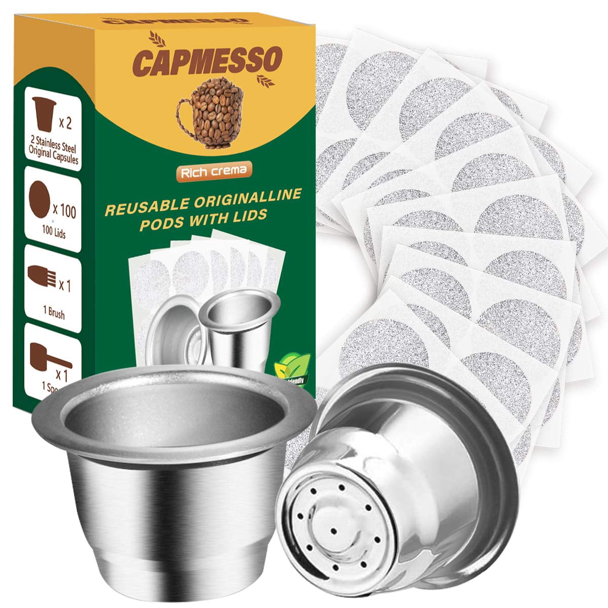CAPMESSO Reusable Capsules for Nespresso OriginalLine, Refillable ...