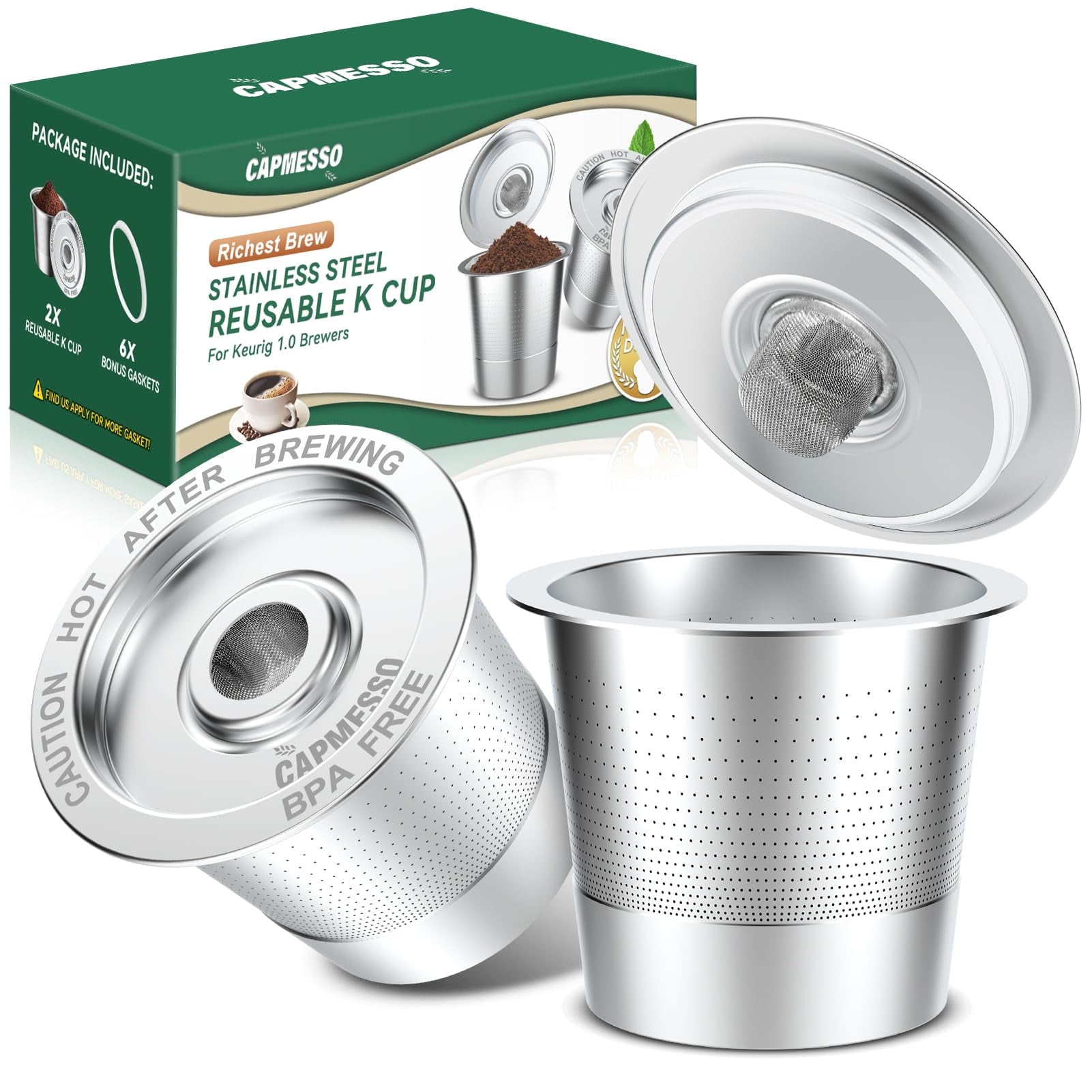 CAPMESSO Reusable Refillable K Cup Stainless Steel Coffee Pods Filte ...