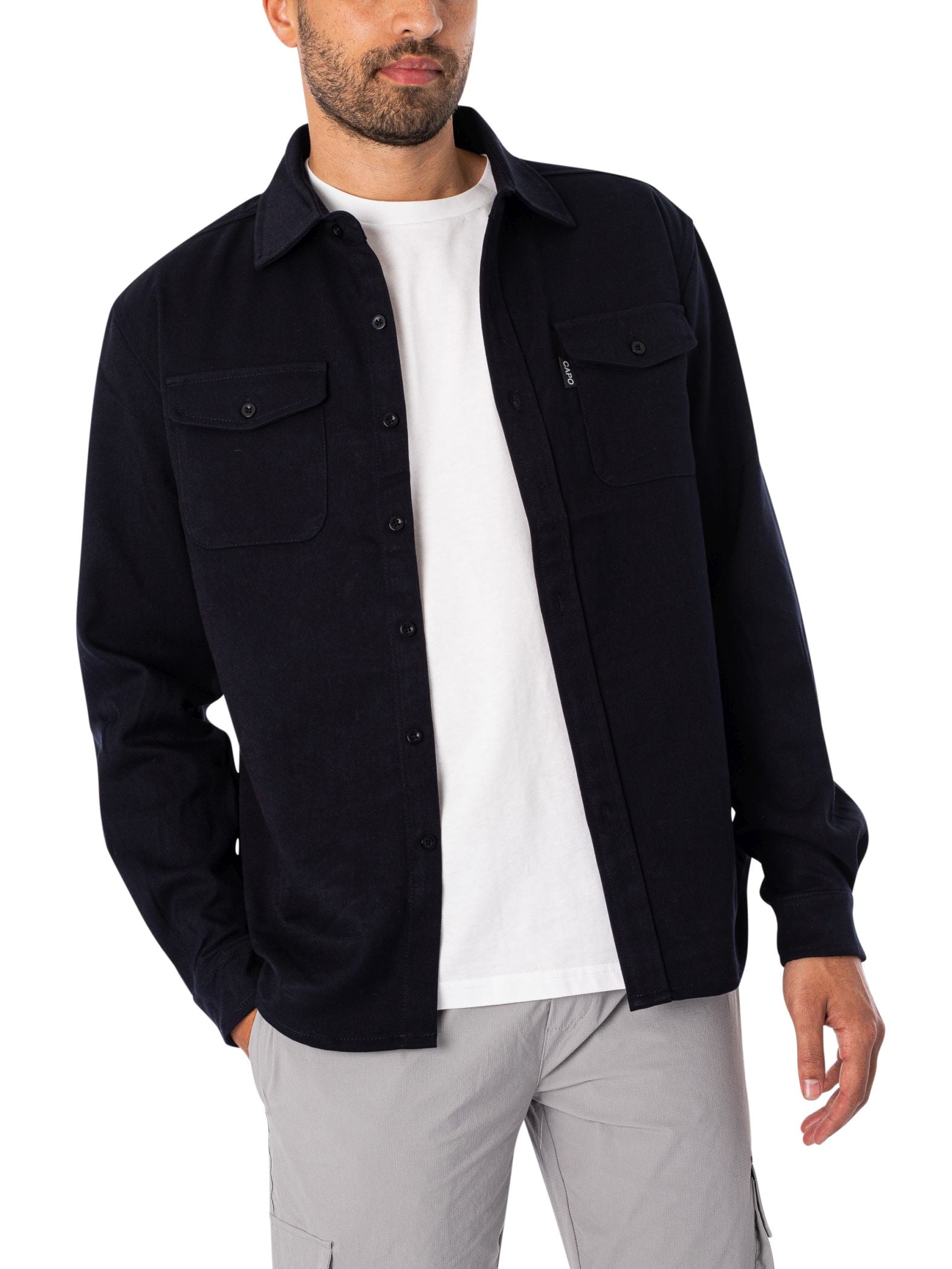 CAPO Chest Pocket Overshirt, Blue - Walmart.com