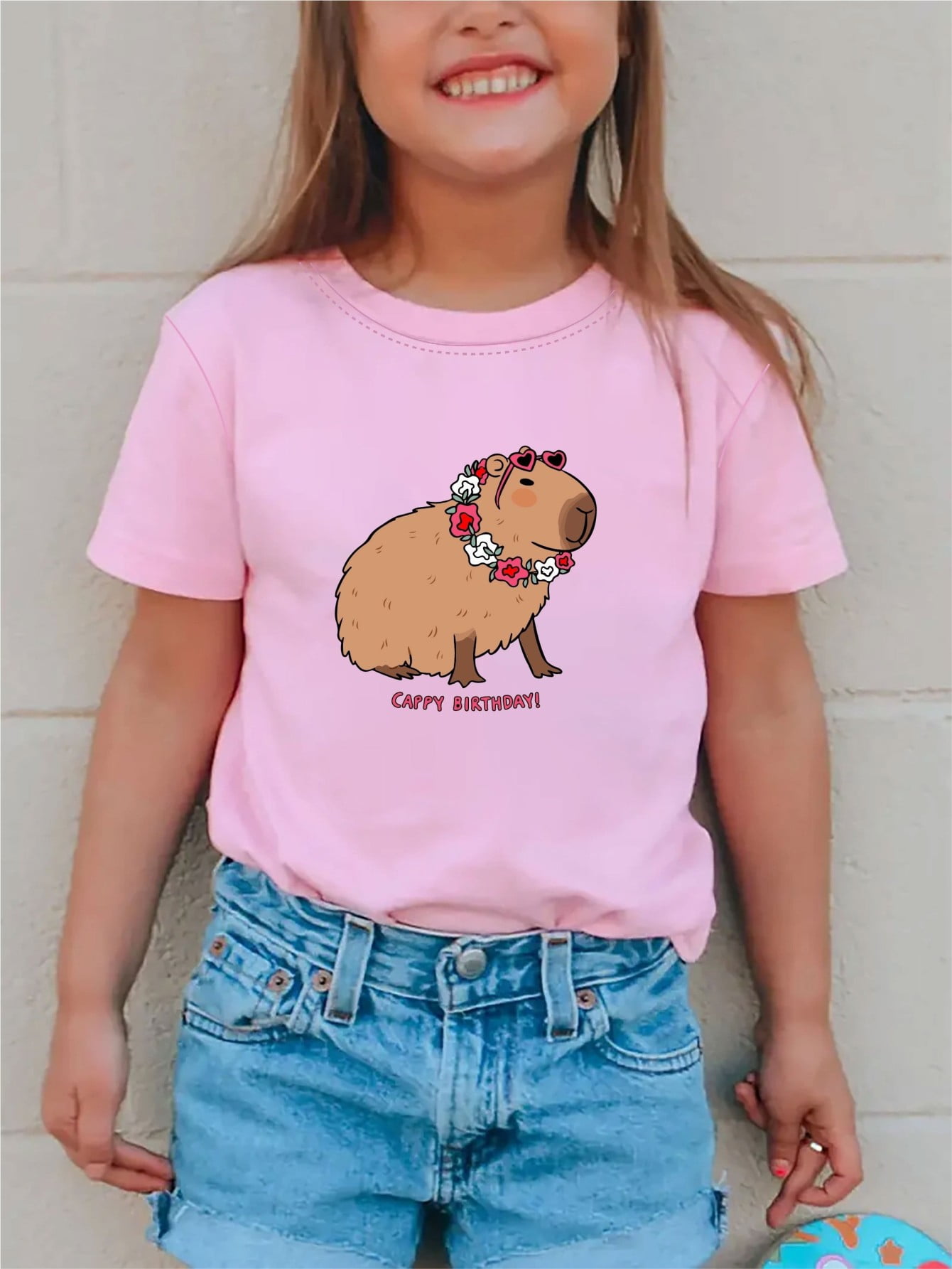 CAPPY BIRTHDAY & Cartoon Capybara With Sunglasses Graphic Print, Girls ...