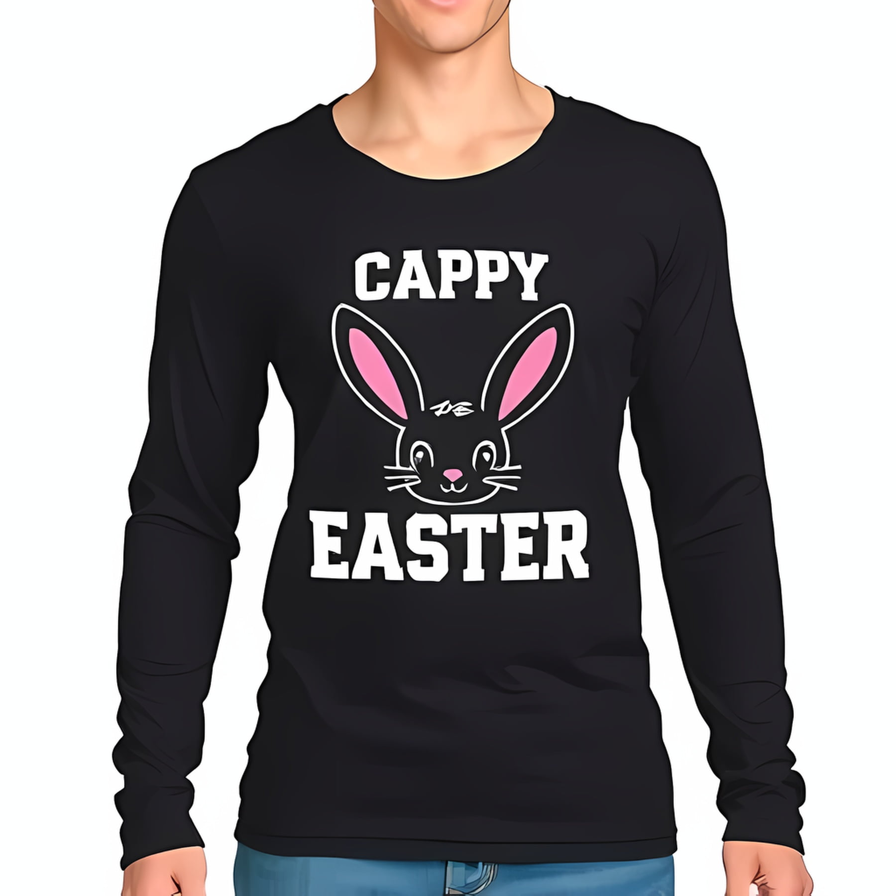 CAPPY EASTER Cartoon Face Long Sleeve T-Shirt for Fun Celebrations ...